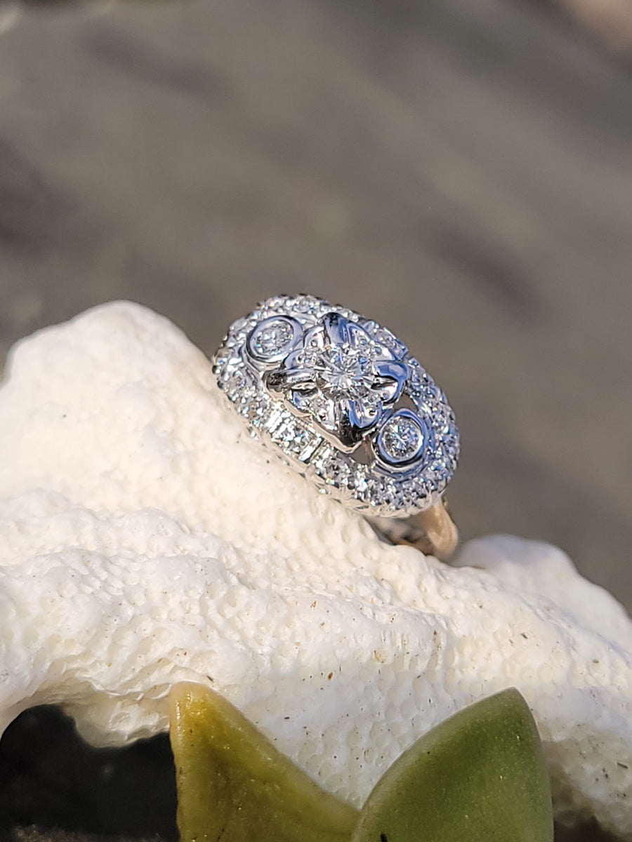 14k gold two-tone diamond estate Deco ring – Rambling Rose