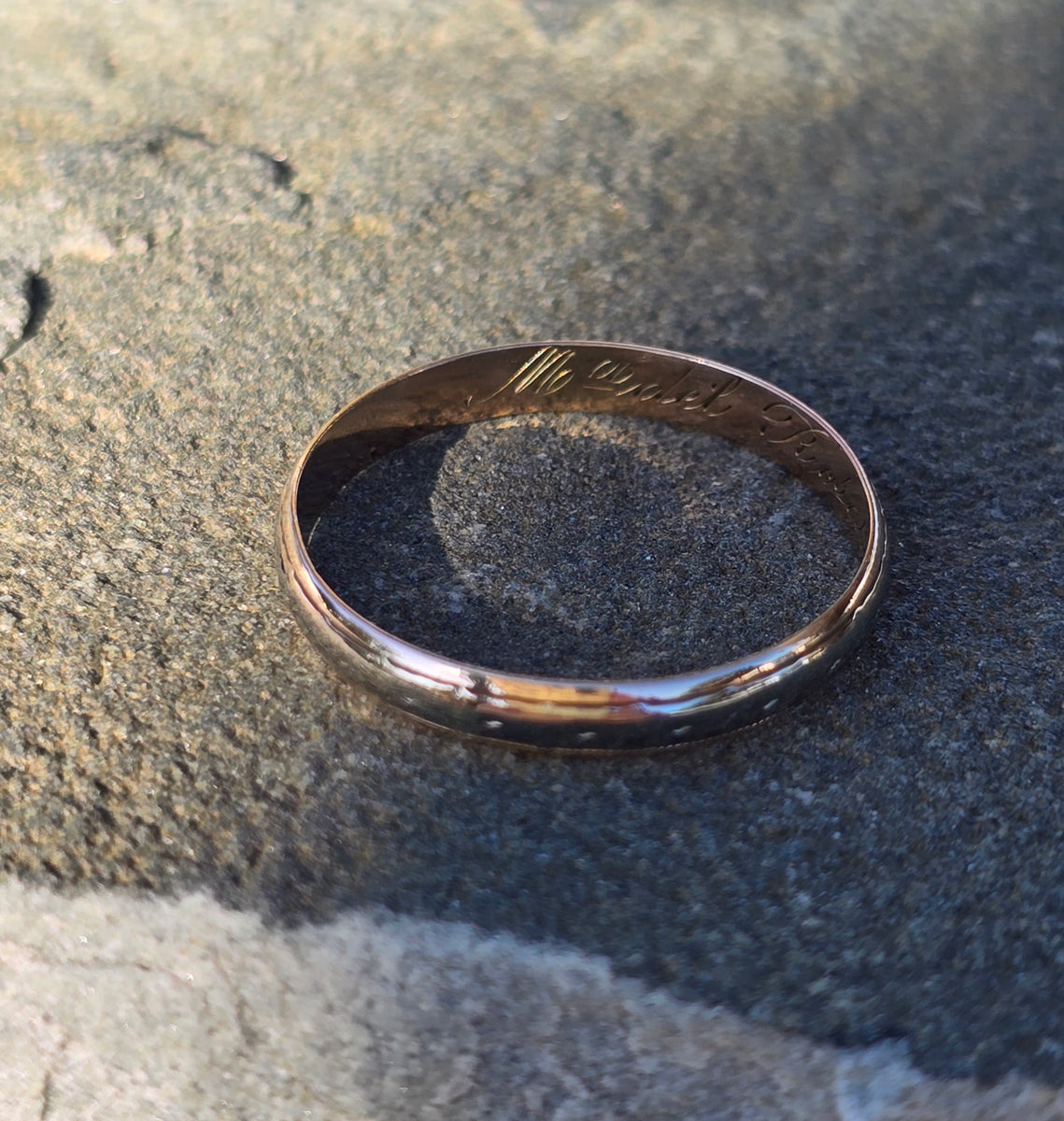 10k gold two tone 3mm vintage engraved wedding band - size 10 ...