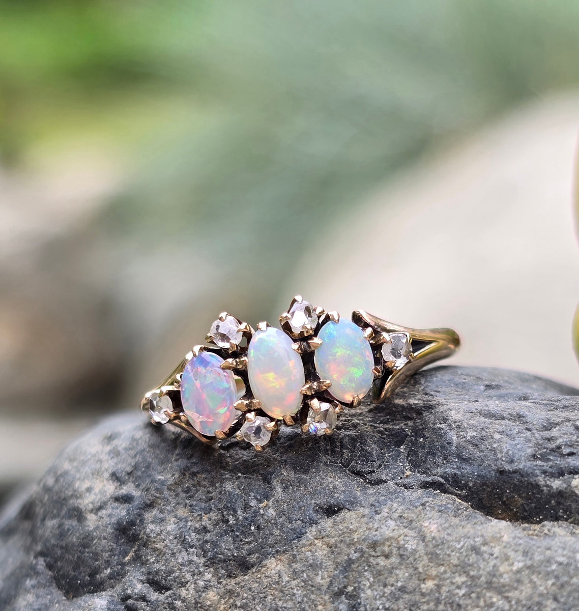 10k gold Victorian opal & diamond antique ring – Rambling Rose