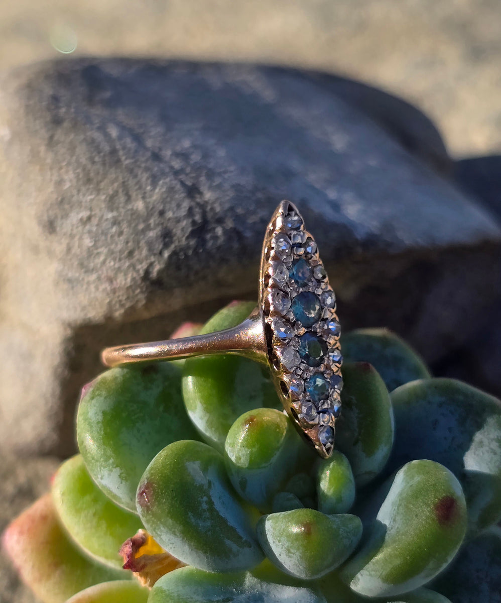 10k gold Victorian natural alexandrite and diamond estate antique nave ...