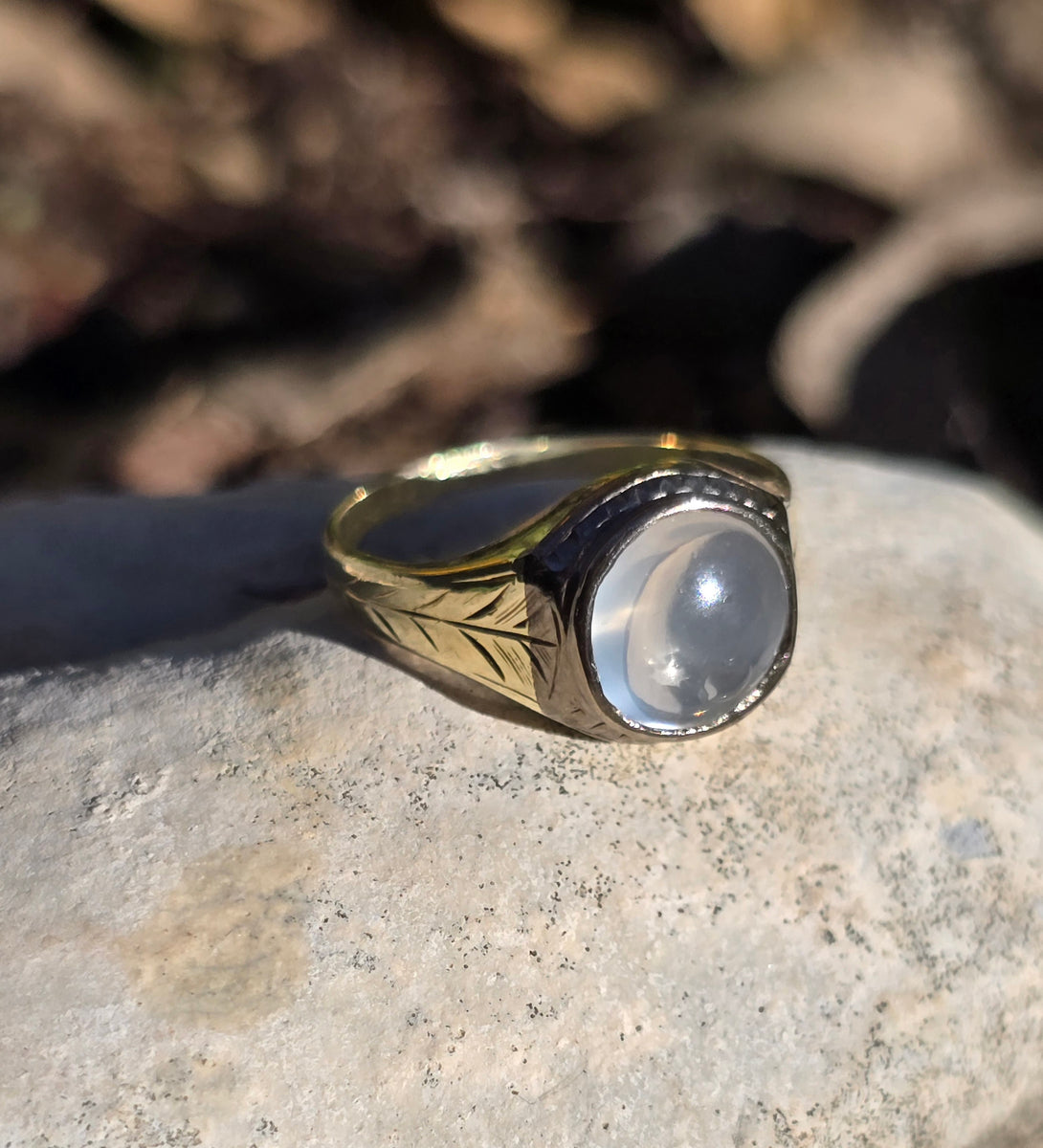 14k gold Art Deco bezel moonstone antique ring – Rambling Rose