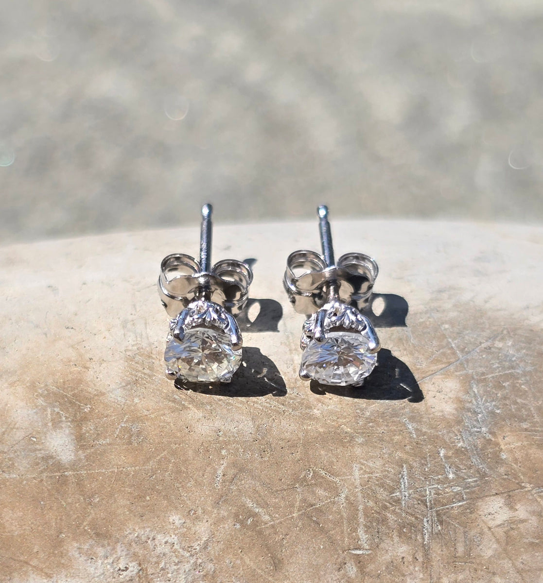 14k white gold diamond scroll stud earrings - .58ct tw – Rambling Rose