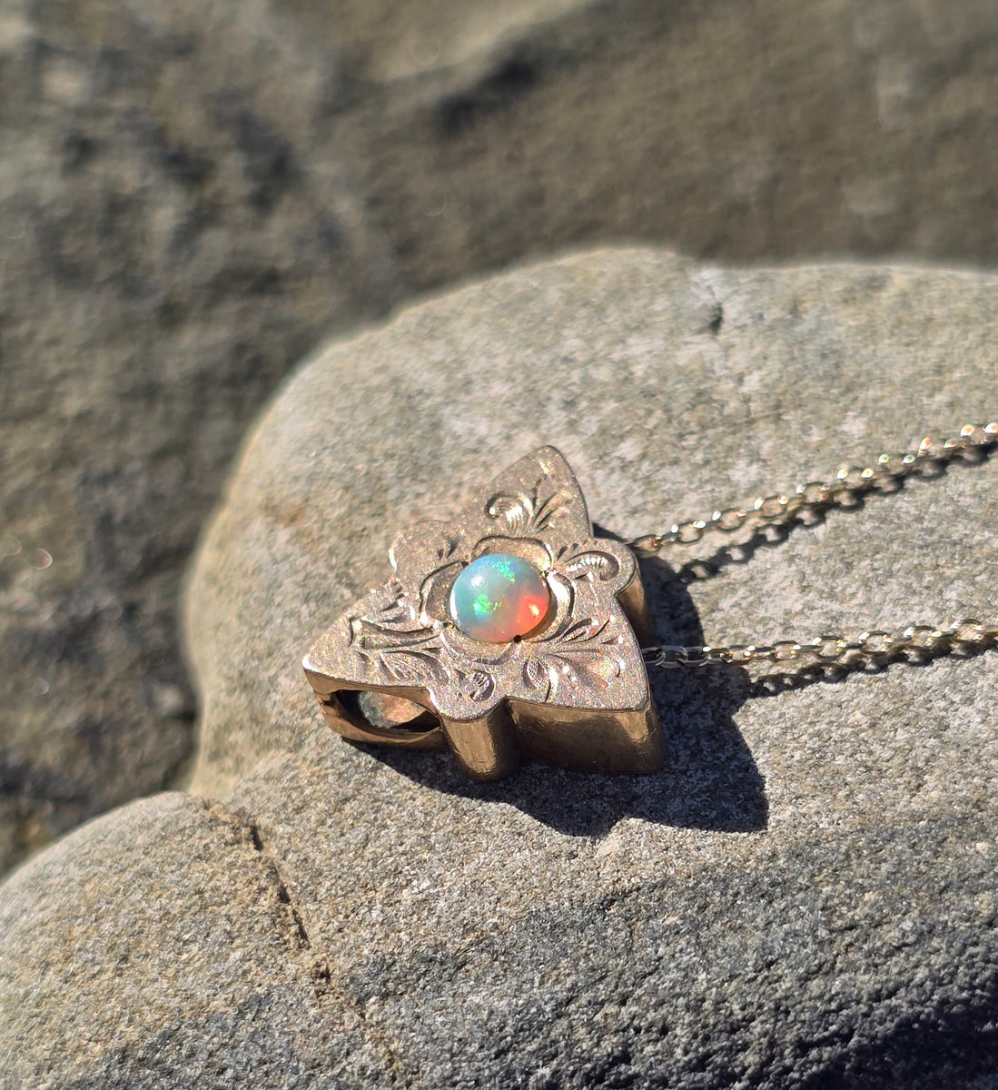 10k gold Victorian opal slide necklace pendant – Rambling Rose