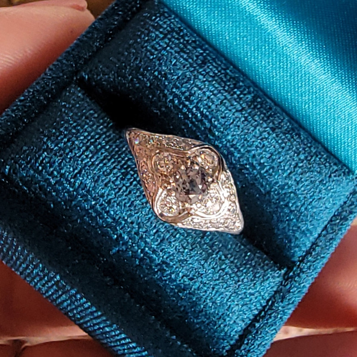 Platinum Art Deco c.1920's rare color changing NATURAL ALEXANDRITE & d ...