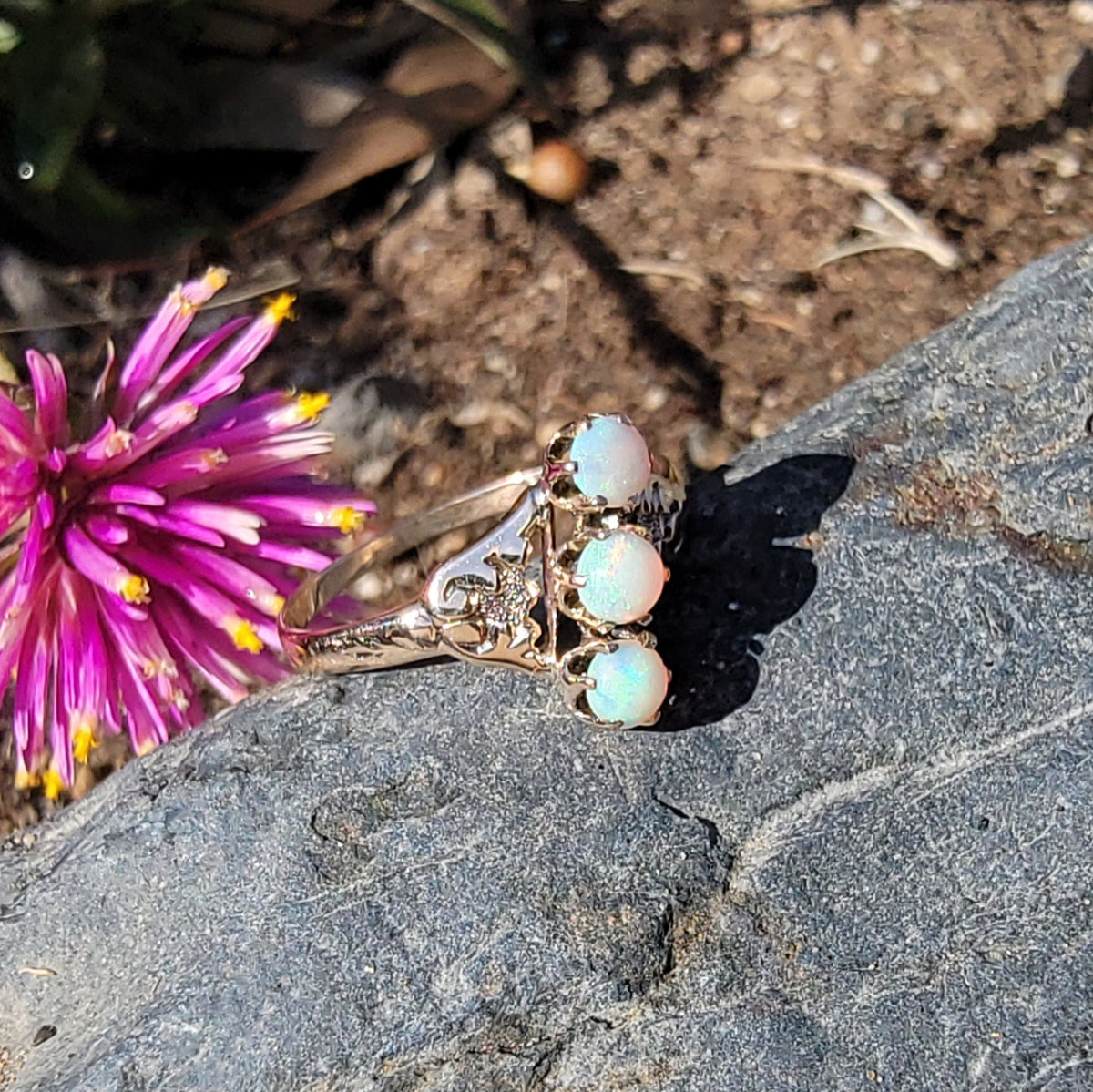 10k gold Victorian 3 opal antique ring – Rambling Rose